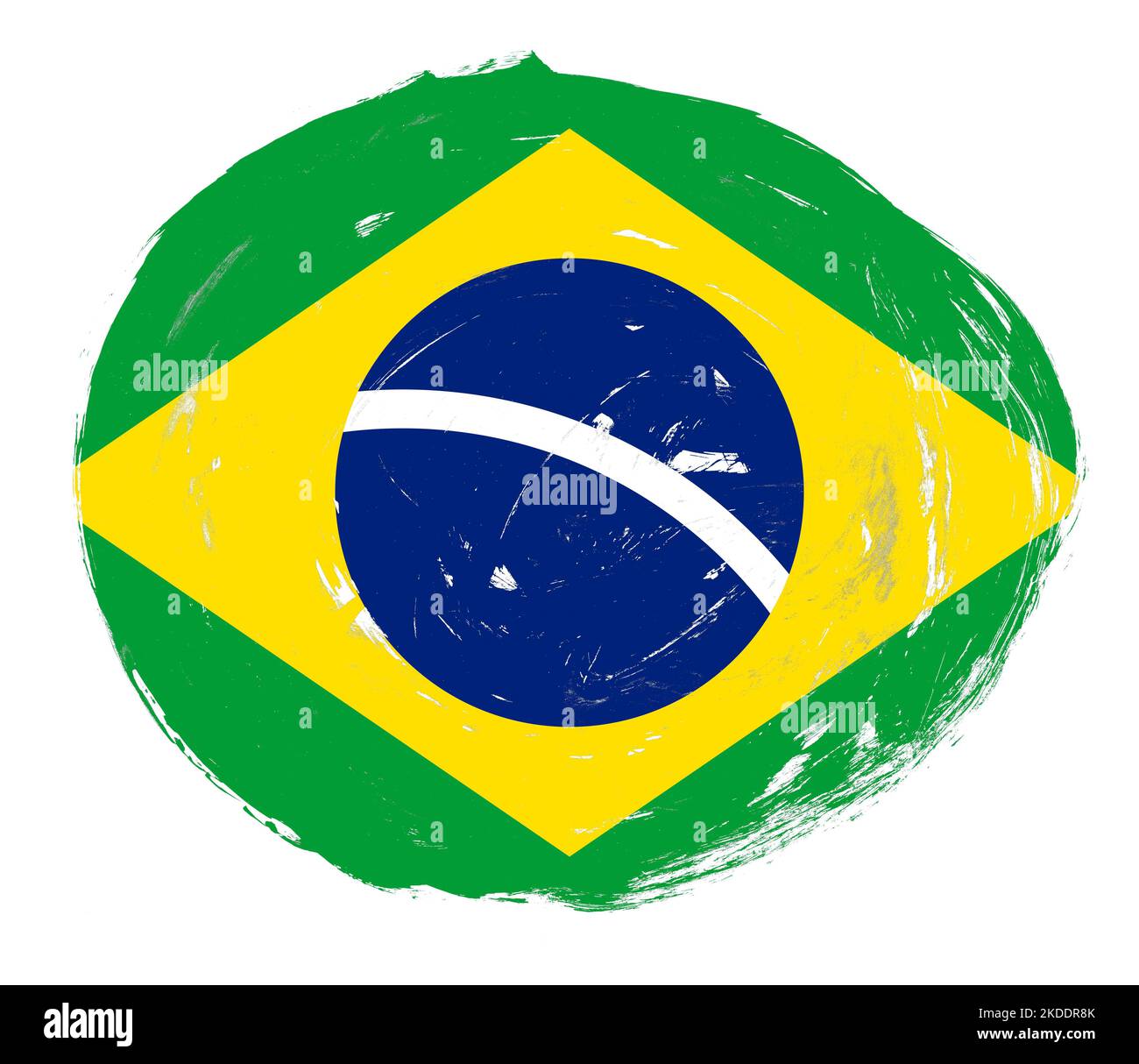 Brazil flag painted on a distressed white stroke brush background Stock ...