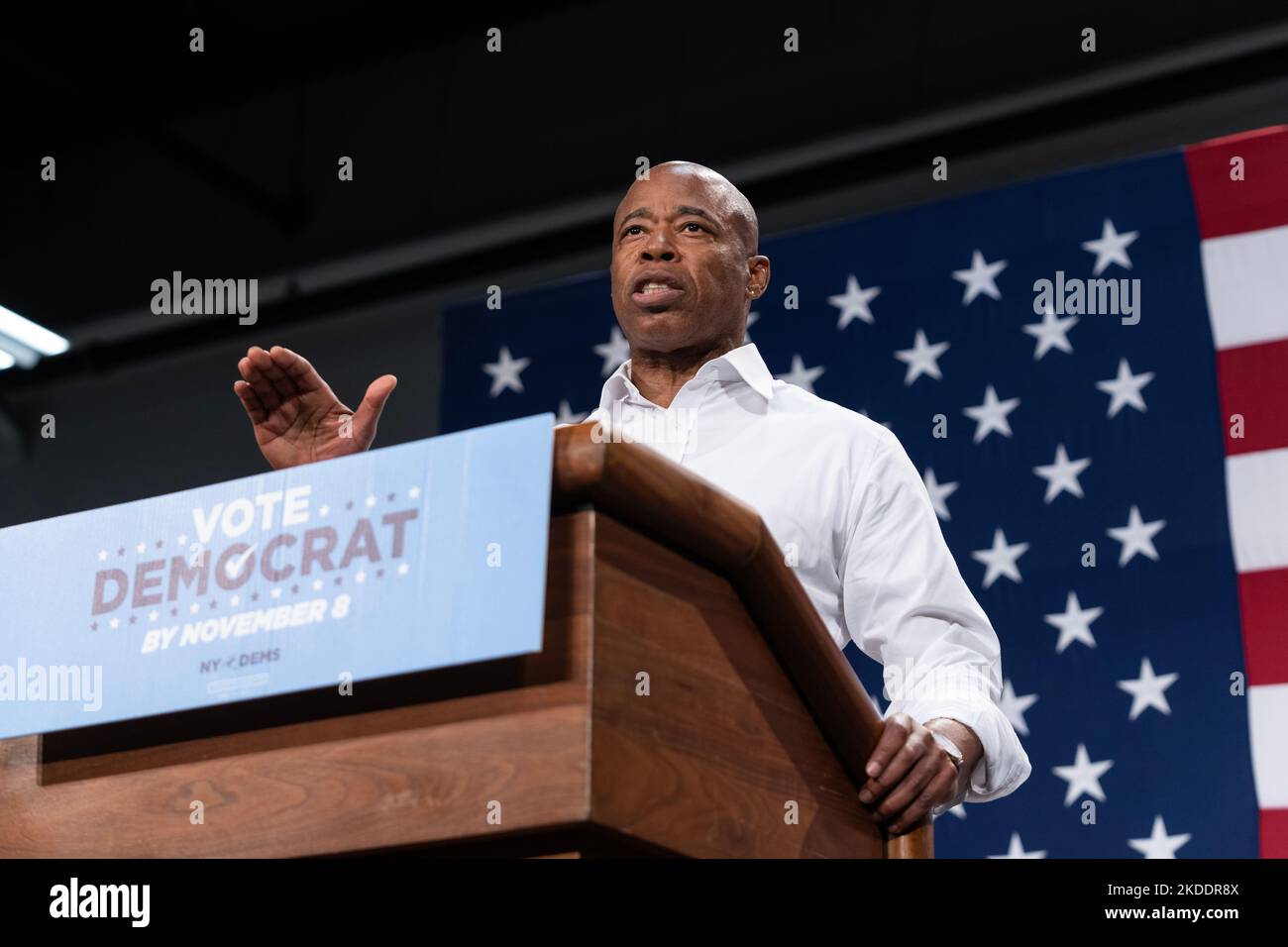 Mayor Eric Adams speaks during election campaign rally for Governor ...