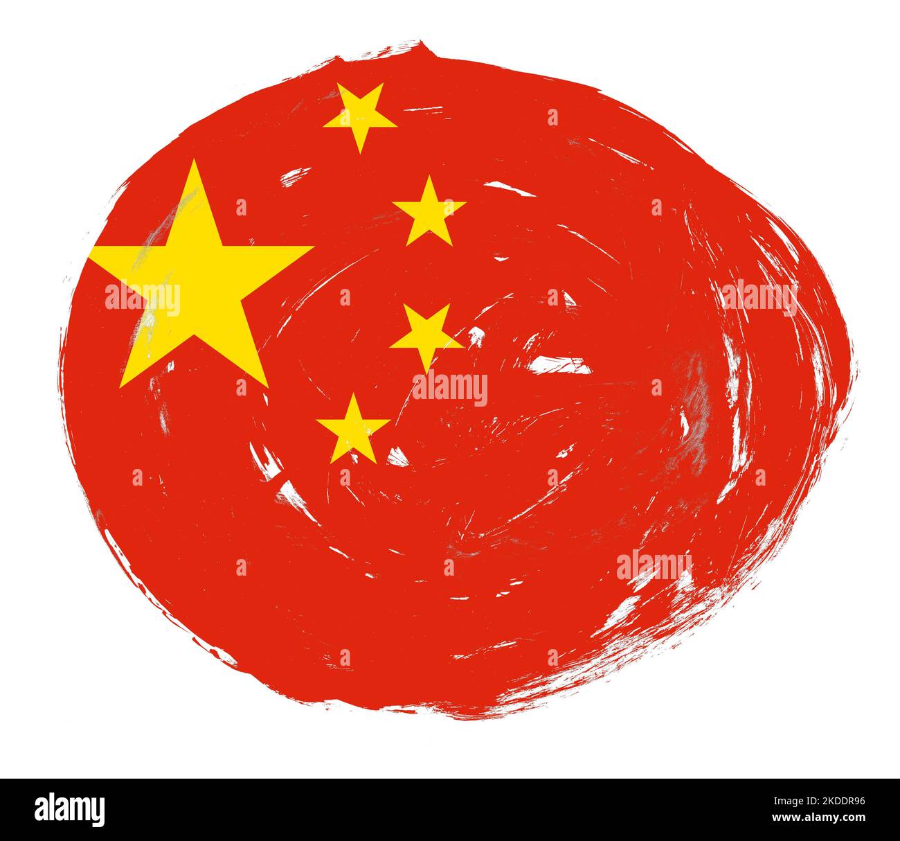 China flag painted on a distressed white stroke brush background Stock ...