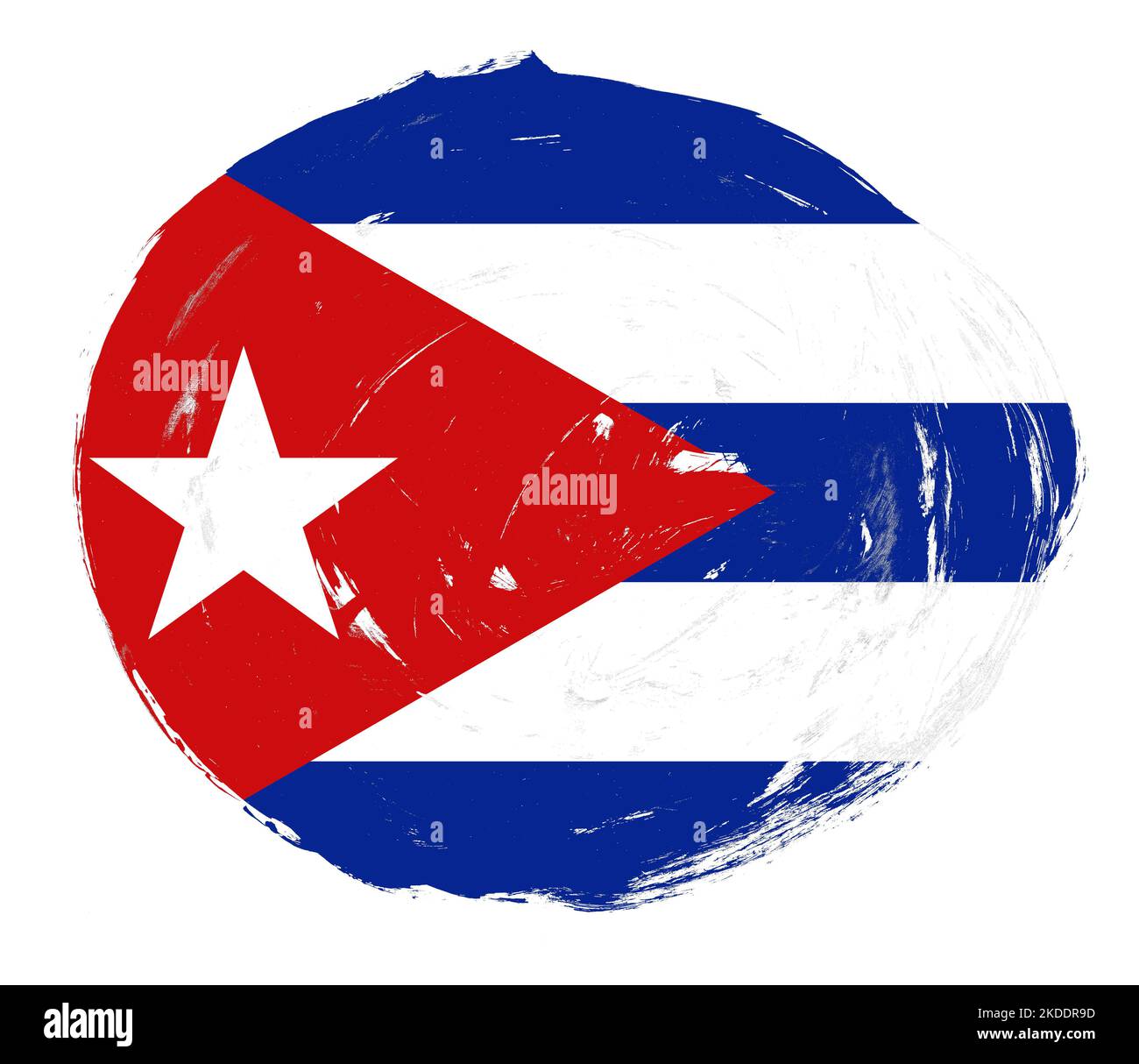 Cuba flag painted on a distressed white stroke brush background Stock ...