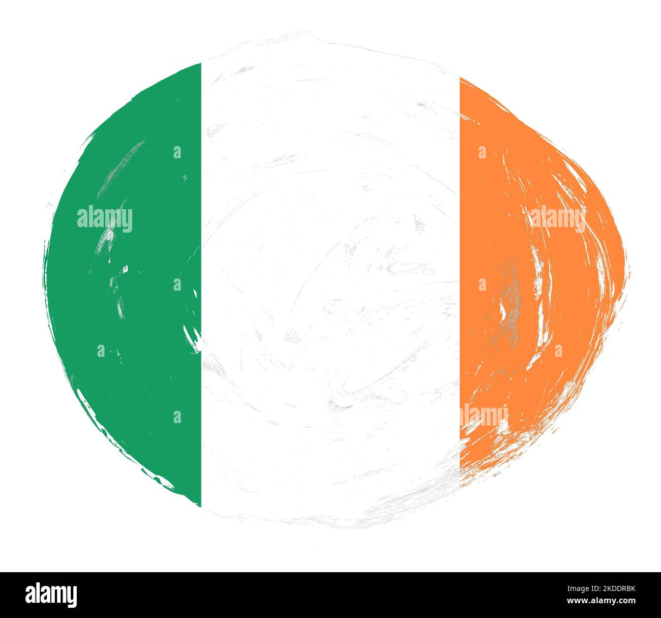 Ireland flag painted on a distressed white stroke brush background ...