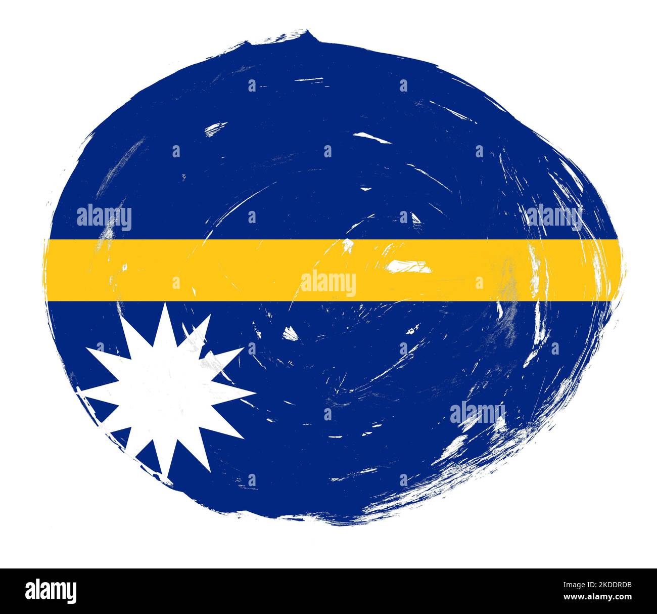 Nauru flag painted on a distressed white stroke brush background Stock ...