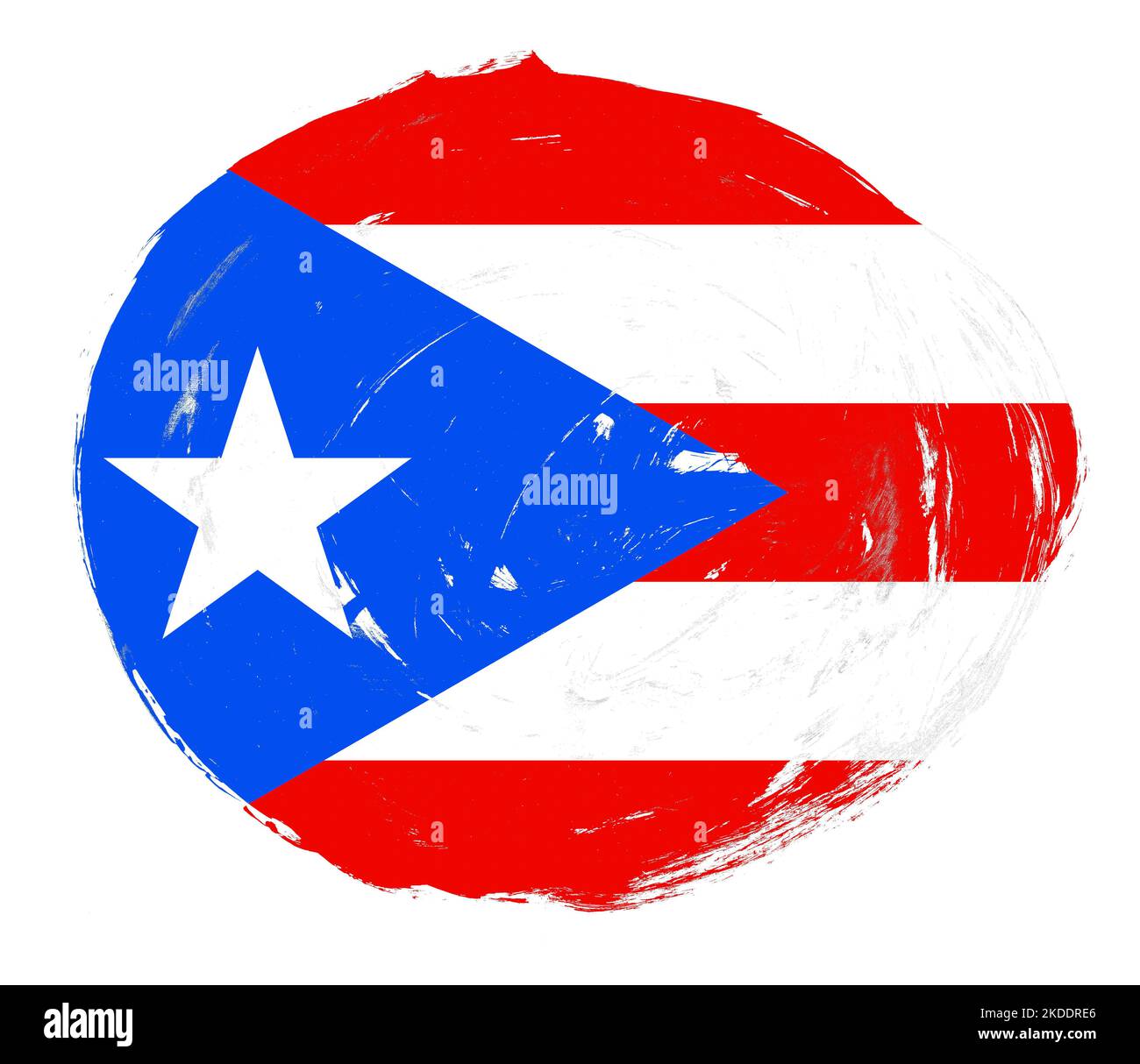 Puerto rico flag painted on a distressed white stroke brush background ...
