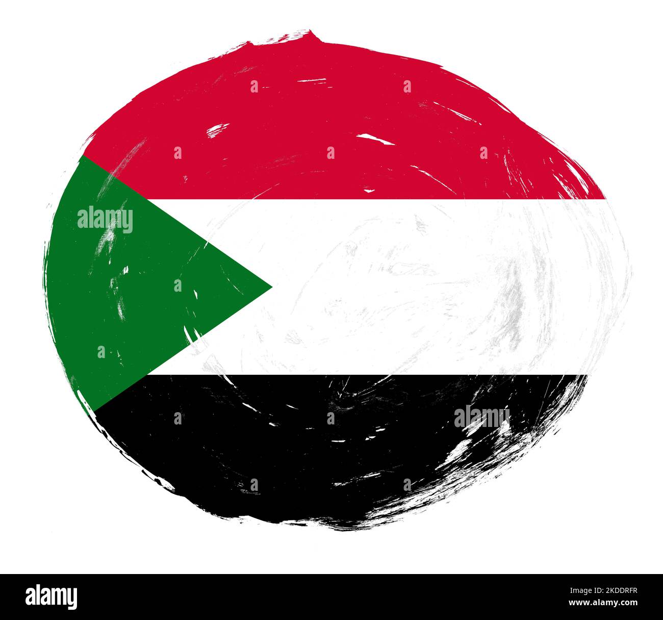 Sudan flag painted on a distressed white stroke brush background Stock ...