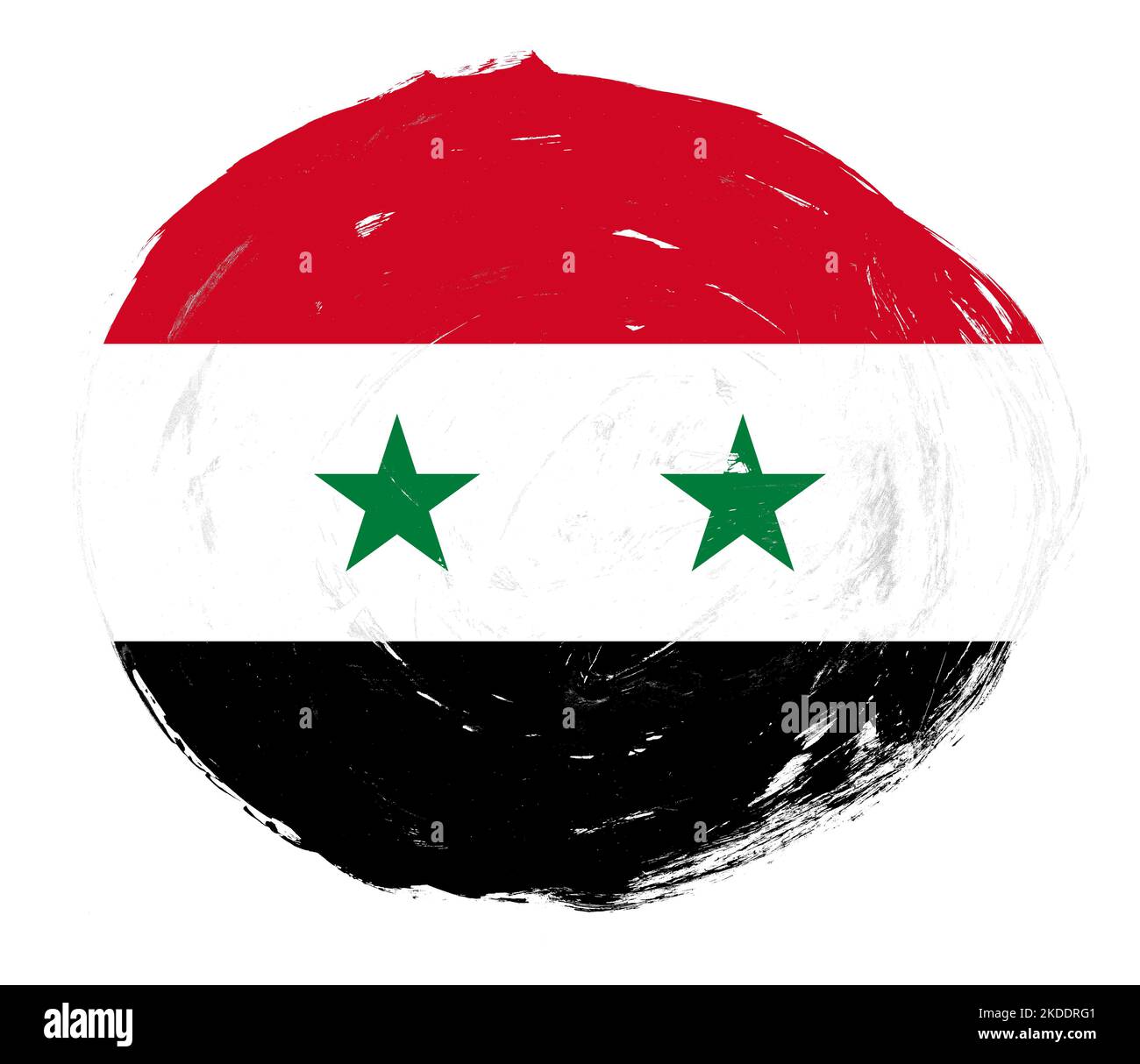 Syria flag painted on a distressed white stroke brush background Stock ...