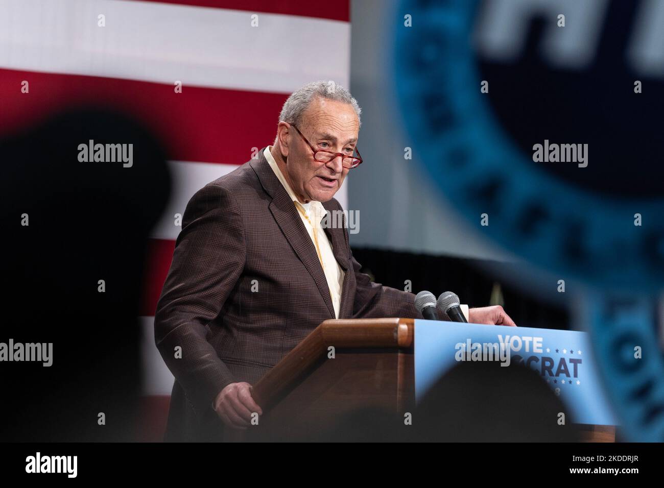 New York, USA. 05th Nov, 2022. US Senator Charles Schumer speaks during ...