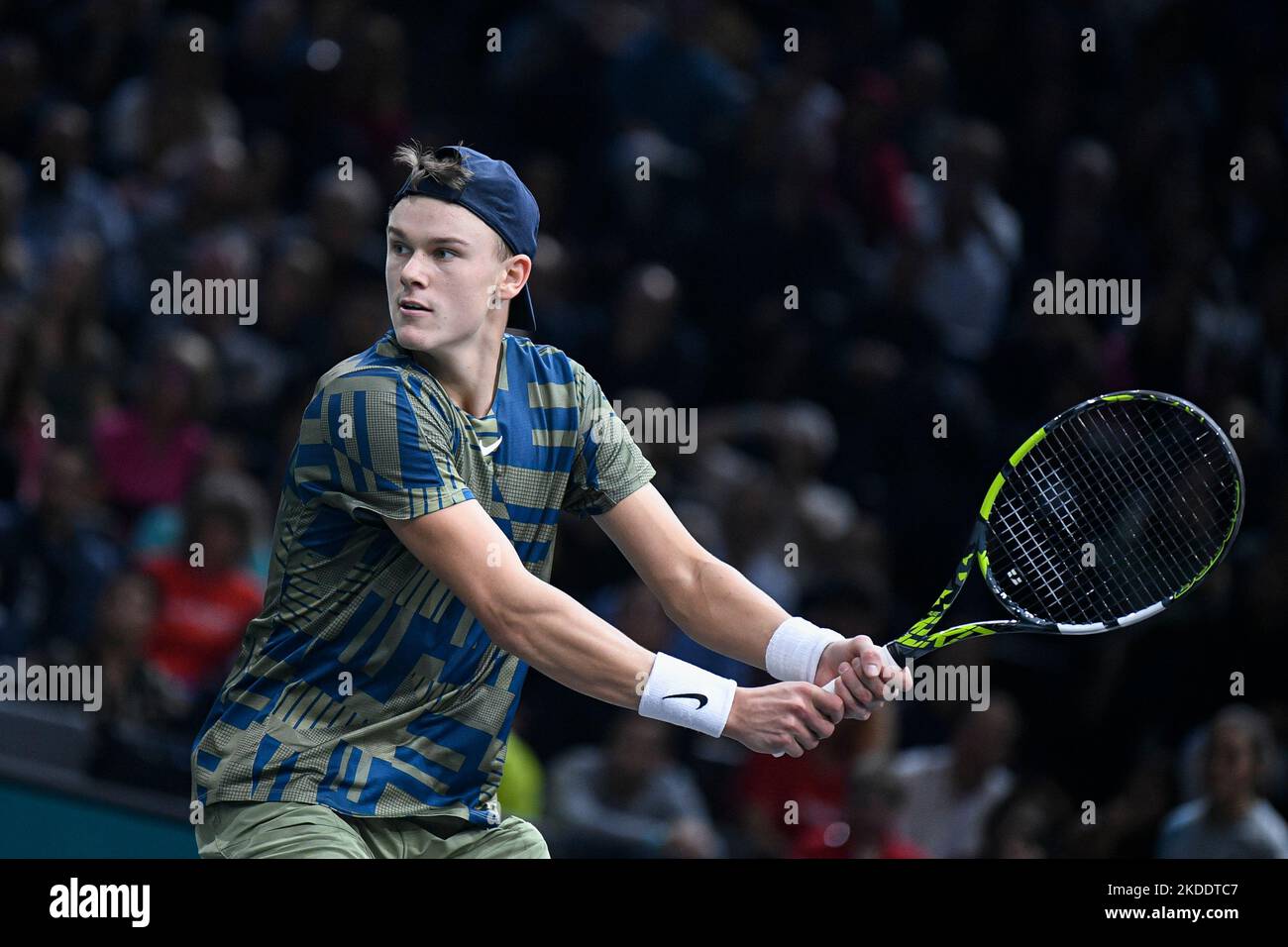 Holger Rune of Denmark during the Rolex Paris Masters, ATP Masters 1000 tennis tournament, on ...