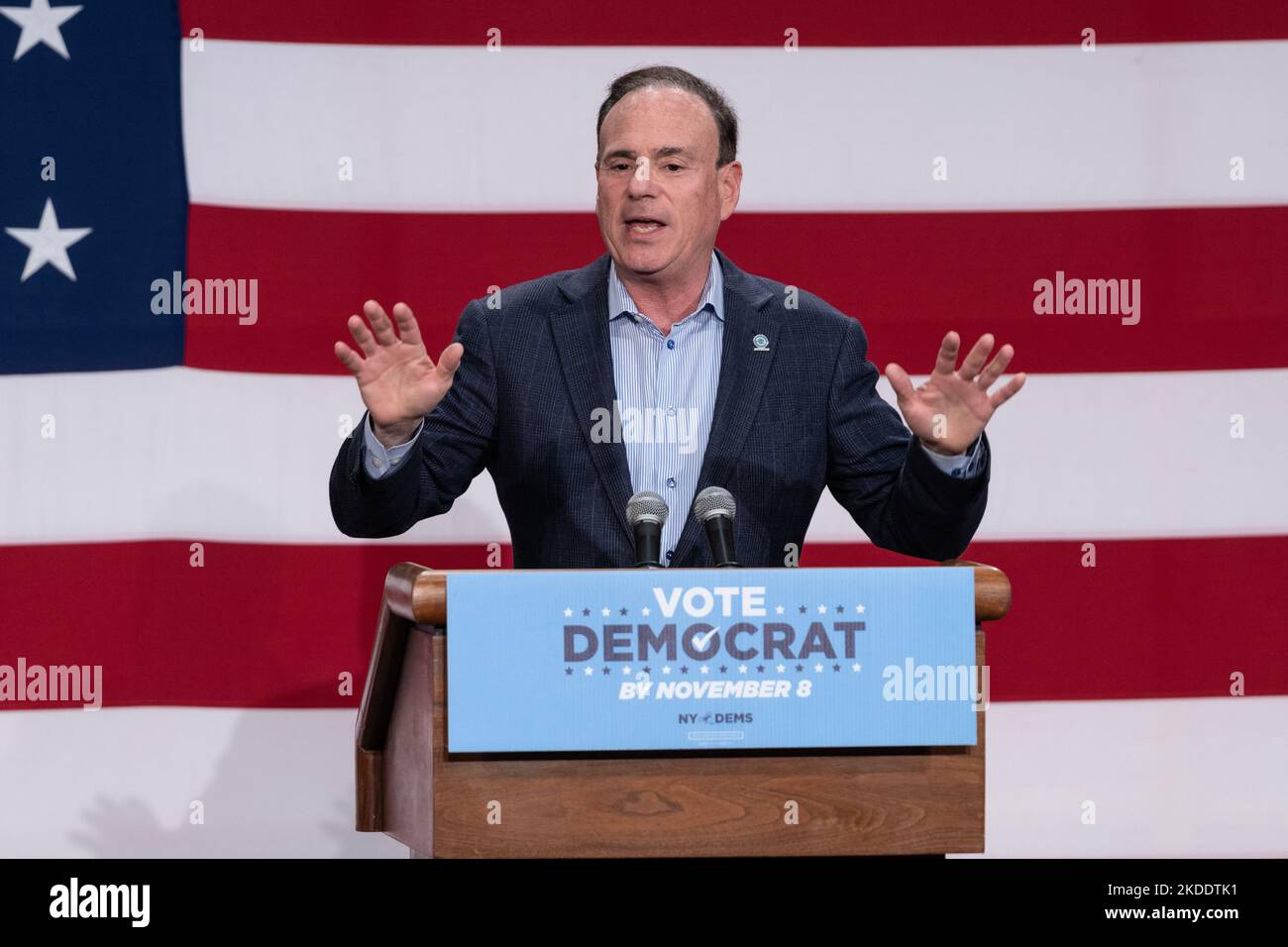 Chairman of state Democratic Party Jay Jacobs speaks during election ...