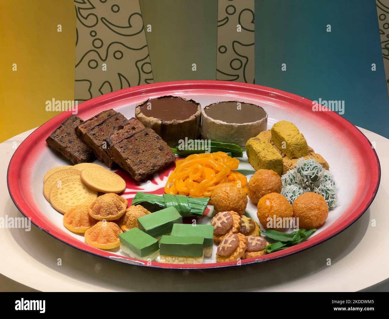 Different types of Southeast Asia traditional pastries displayed on an ...