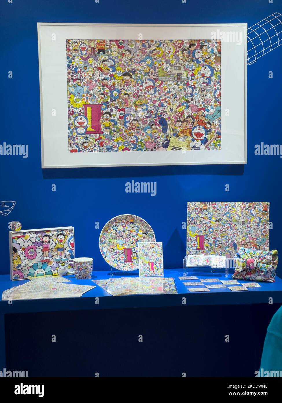 Doraemon collaborate with Takashi Murakami merchandise on display for ...