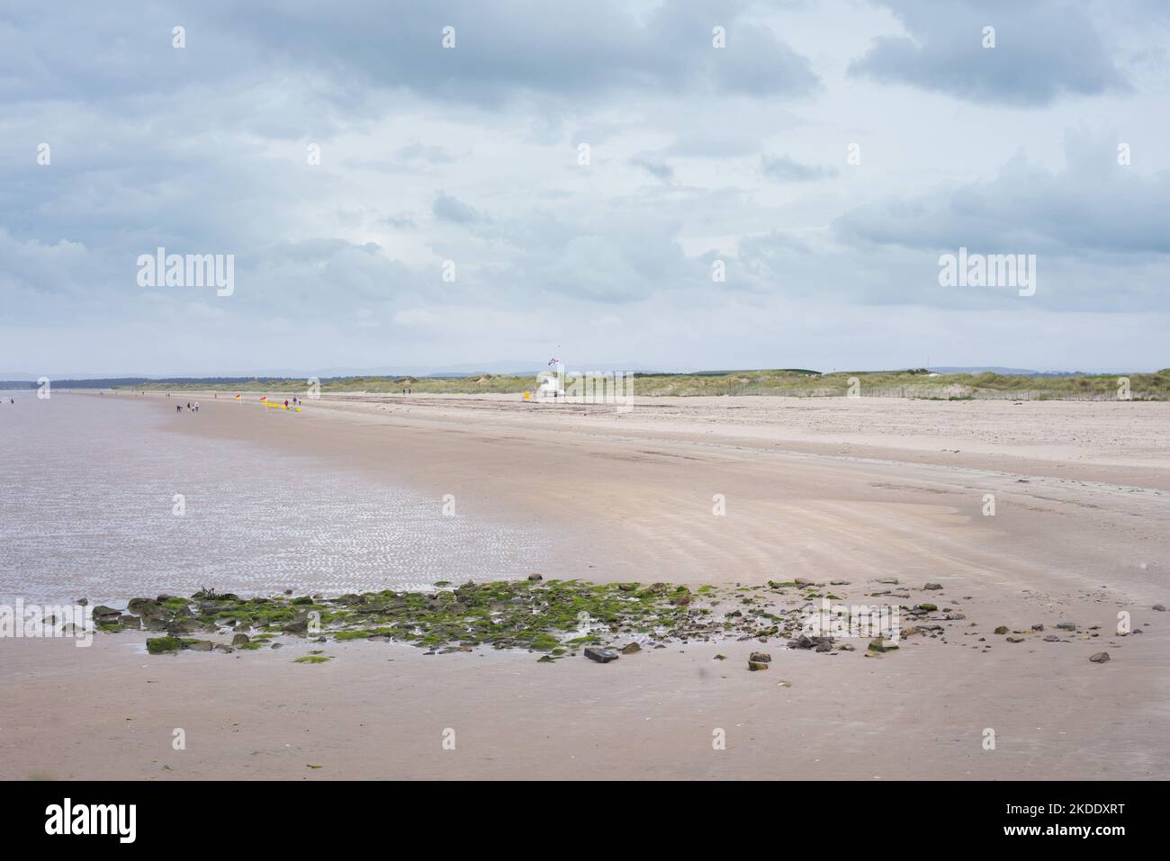 Deserted beach at St Andrews, Scotland on the Fife coast under a grey ...