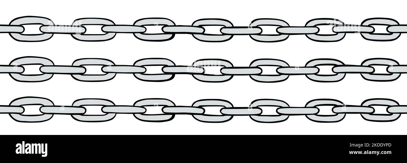 Silver chain seamless pattern. Handdrawn sketch of metal chains. Vector ...