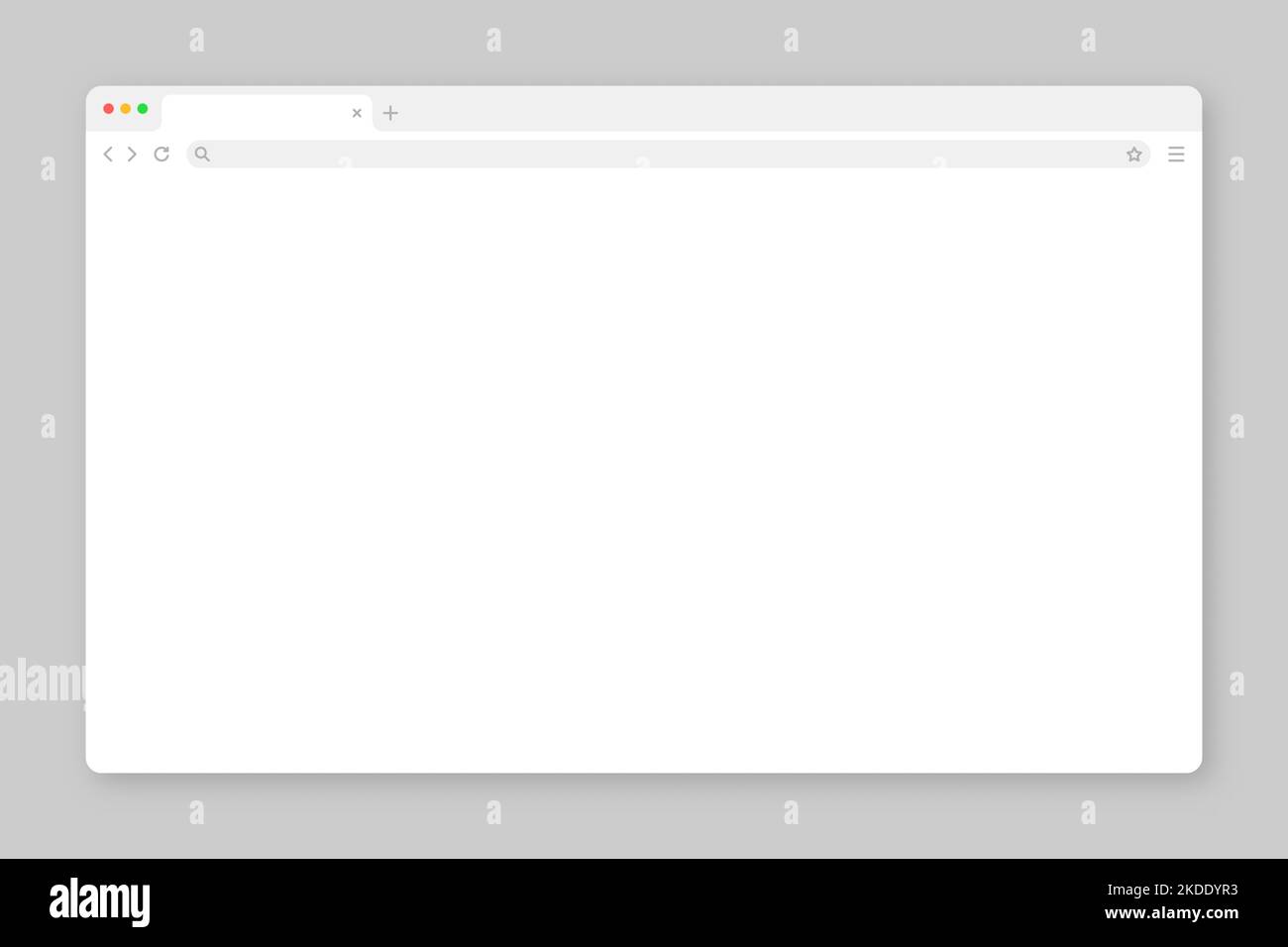 Blank web browser window with tab, toolbar and search field. Modern ...