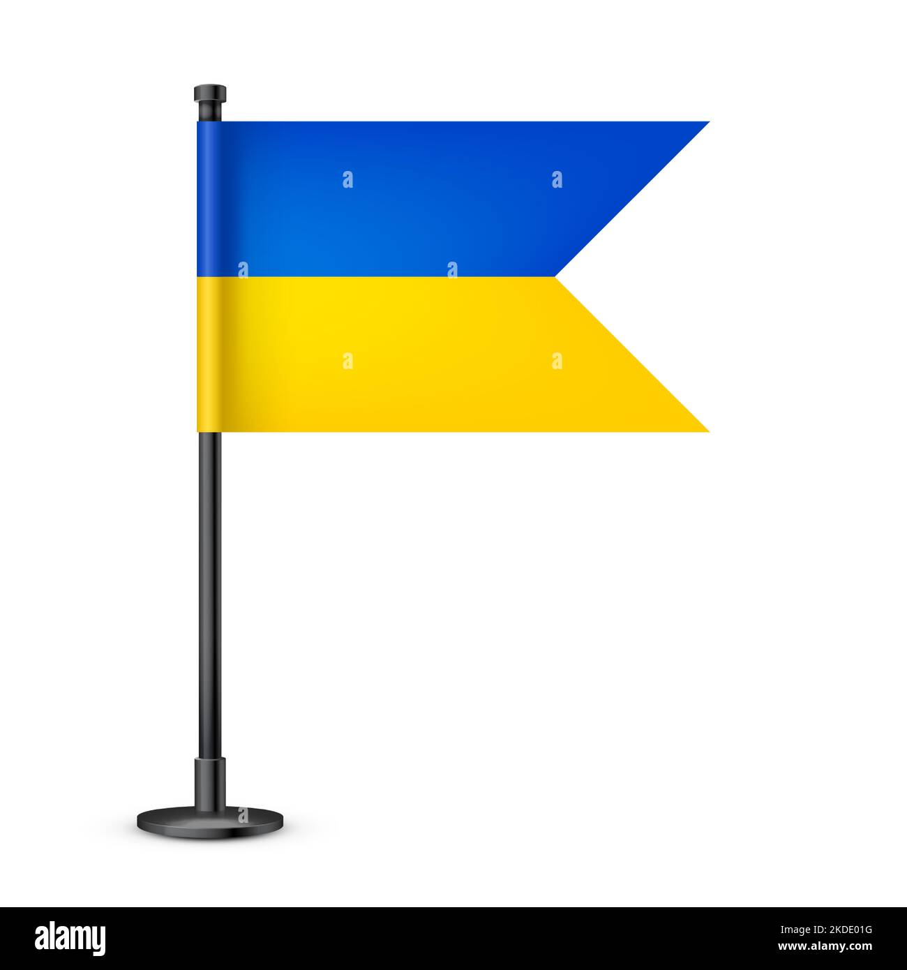 Realistic Ukrainian table flag on a black steel pole. Souvenir from ...