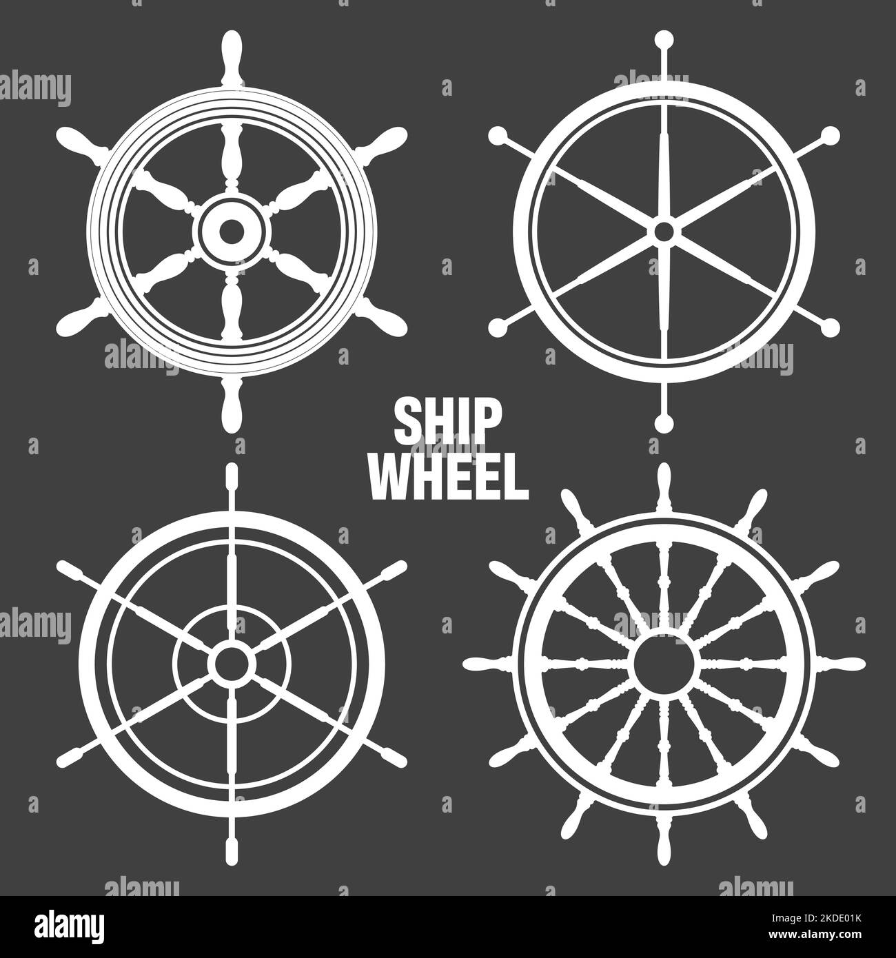 Collection of white vintage steering wheels. Ship, yacht retro wheel ...