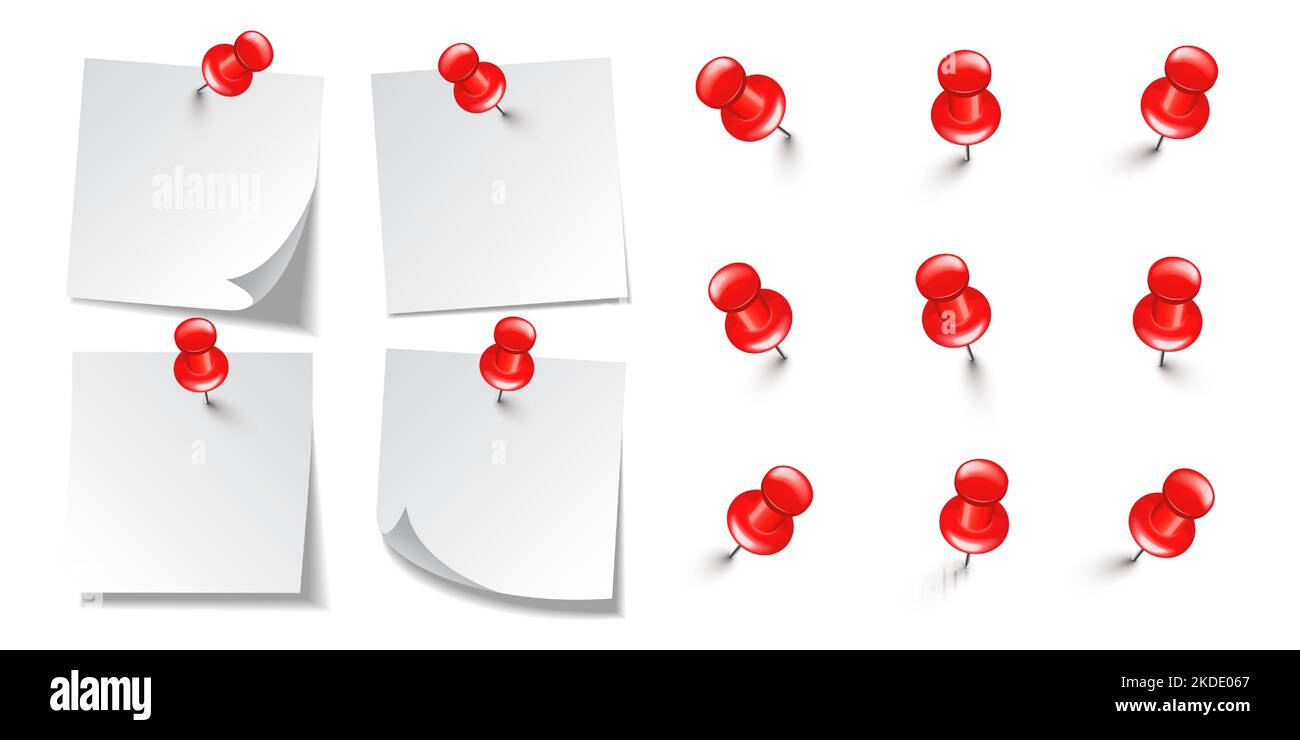 Realistic blank sticky notes isolated on white background. White sheets ...