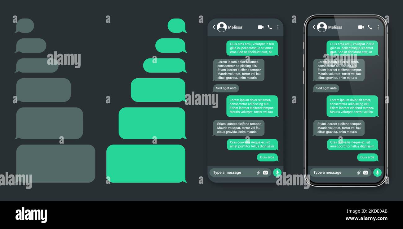 Realistic smartphone with messaging app. SMS text frame. Conversation ...