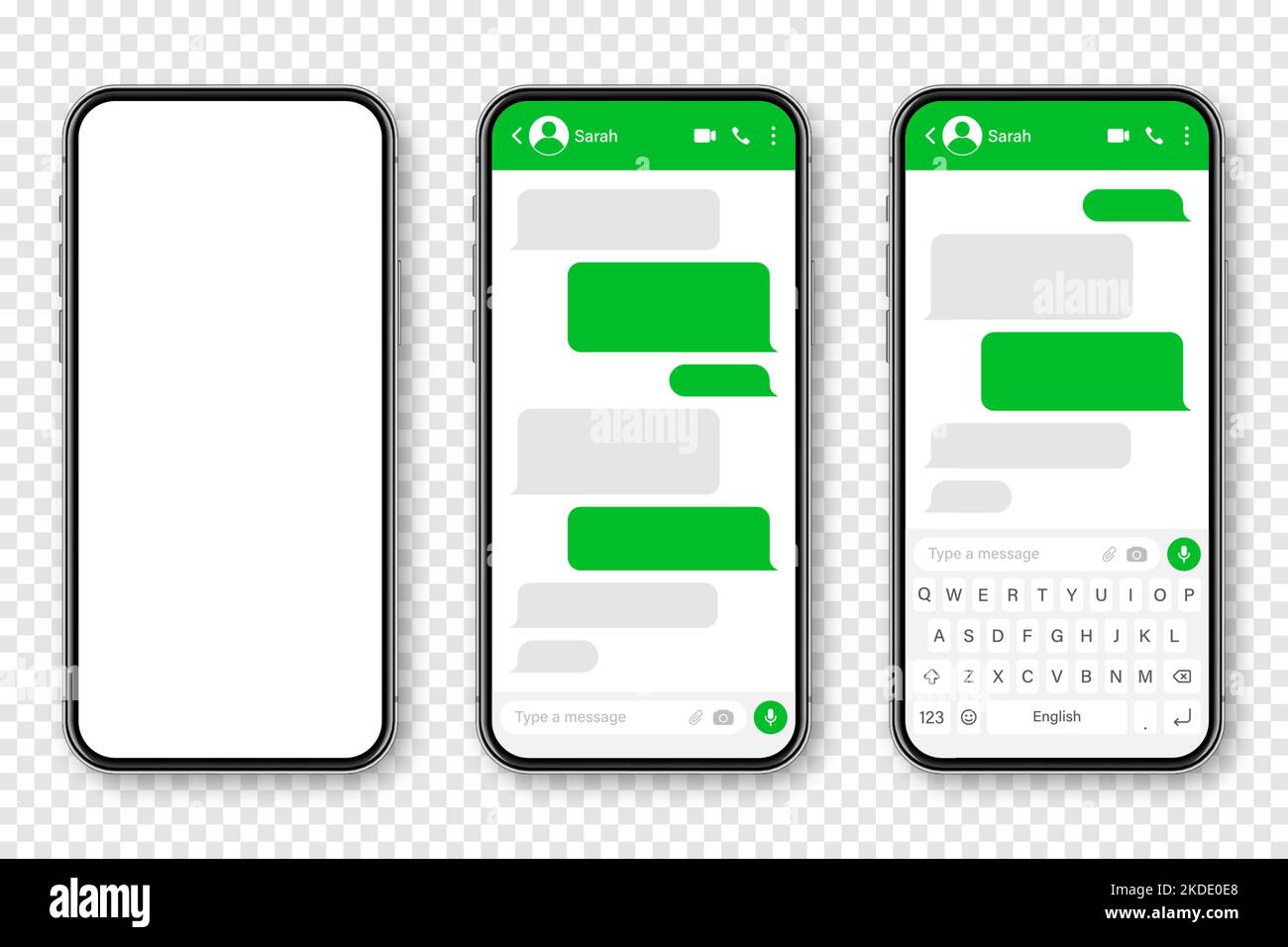 Realistic Smartphone With Messaging App Blank Sms Text Frame Conversation Chat Screen With