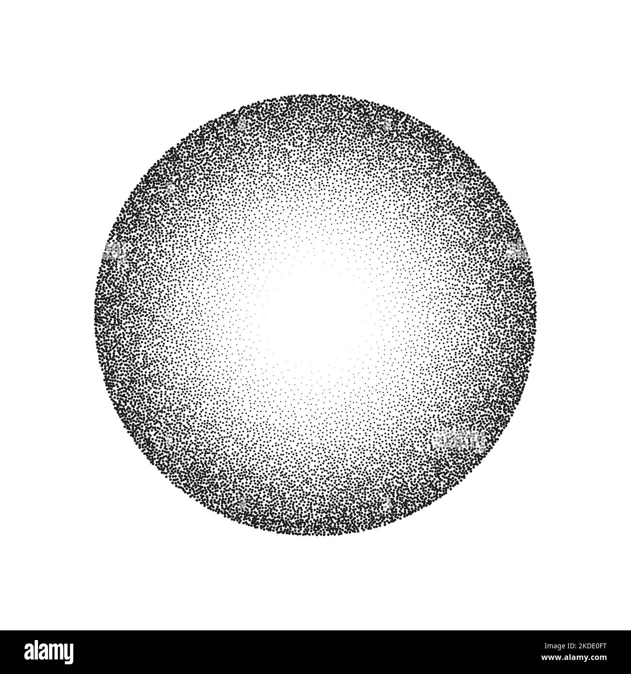 Round shaped dotted object, stipple elements. Fading gradient ...