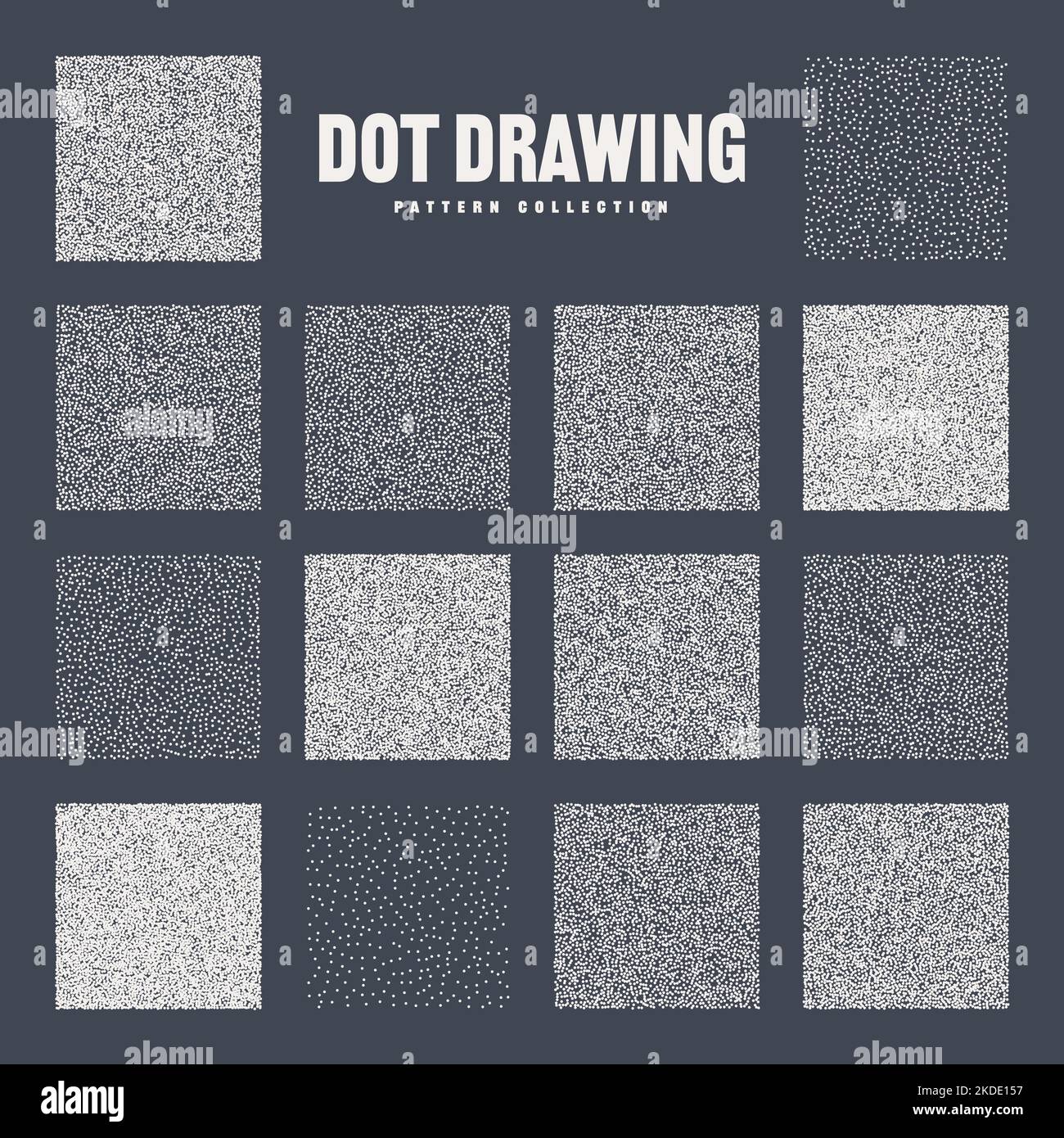 Square shaped dotted objects, stipple elements. Stippling, dotwork ...