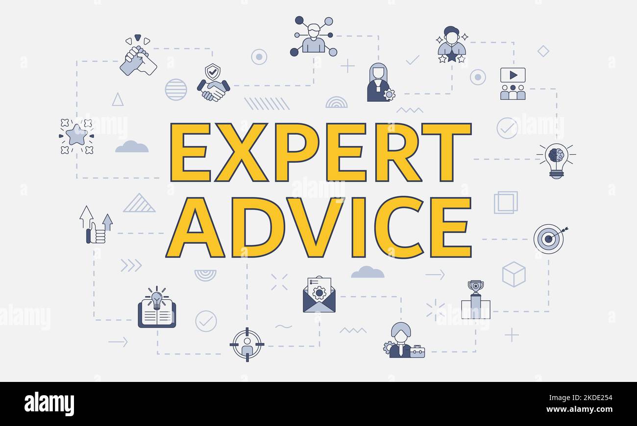 expert advice concept with icon set with big word or text on center ...