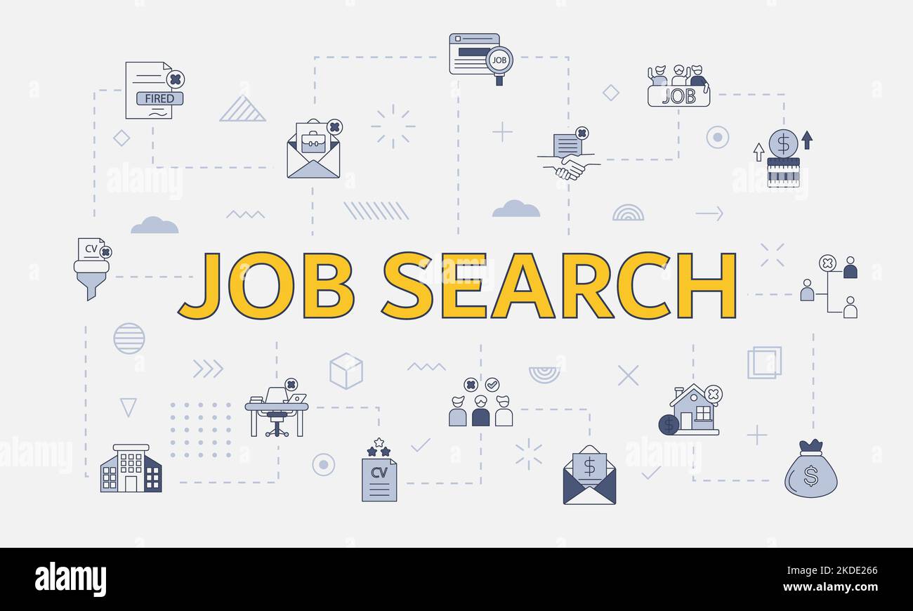 job search concept with icon set with big word or text on center vector ...