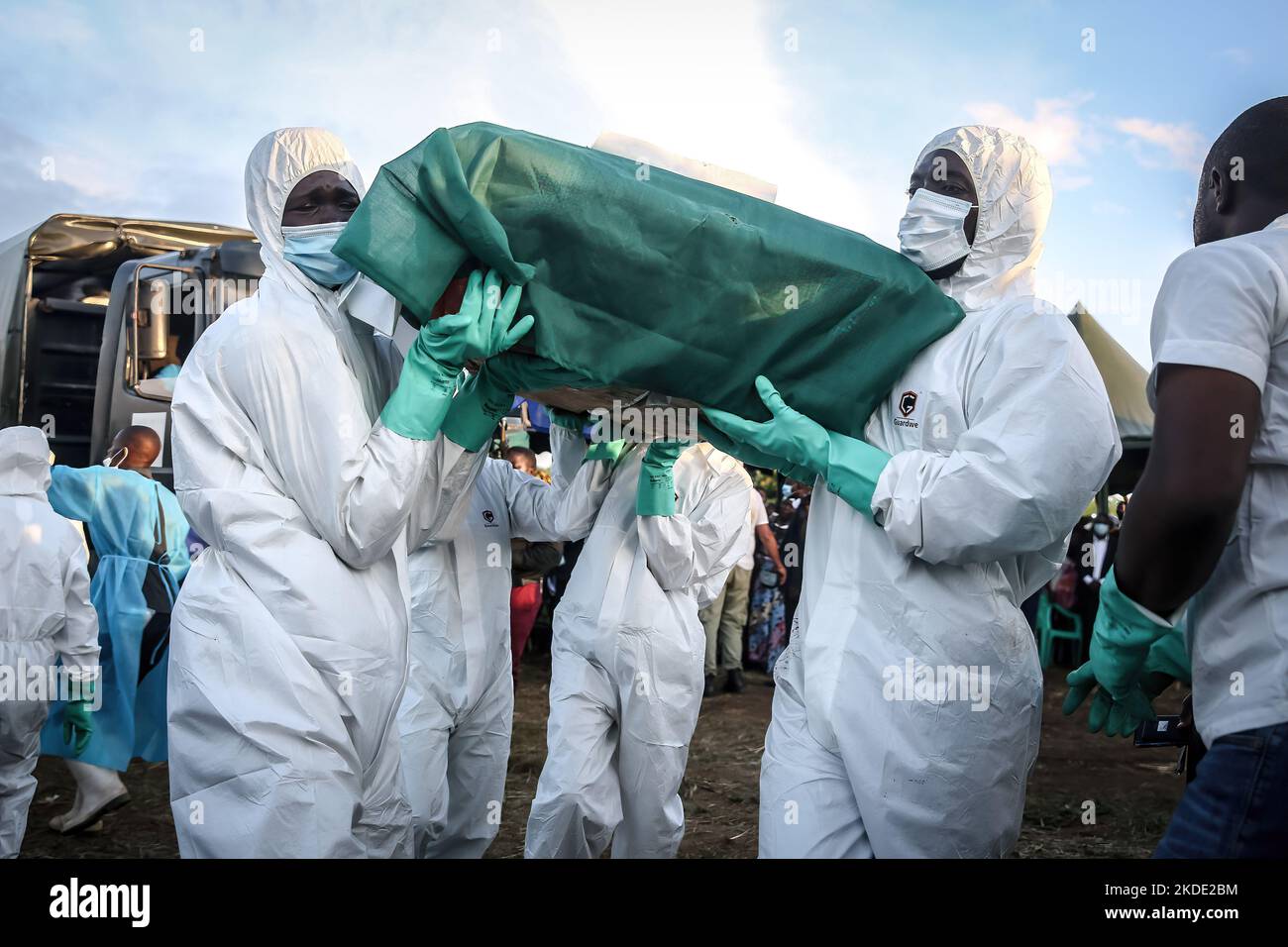 Freetown, Sierra Leone. 9th Nov, 2021. Coffins are lined up ahead of a ...