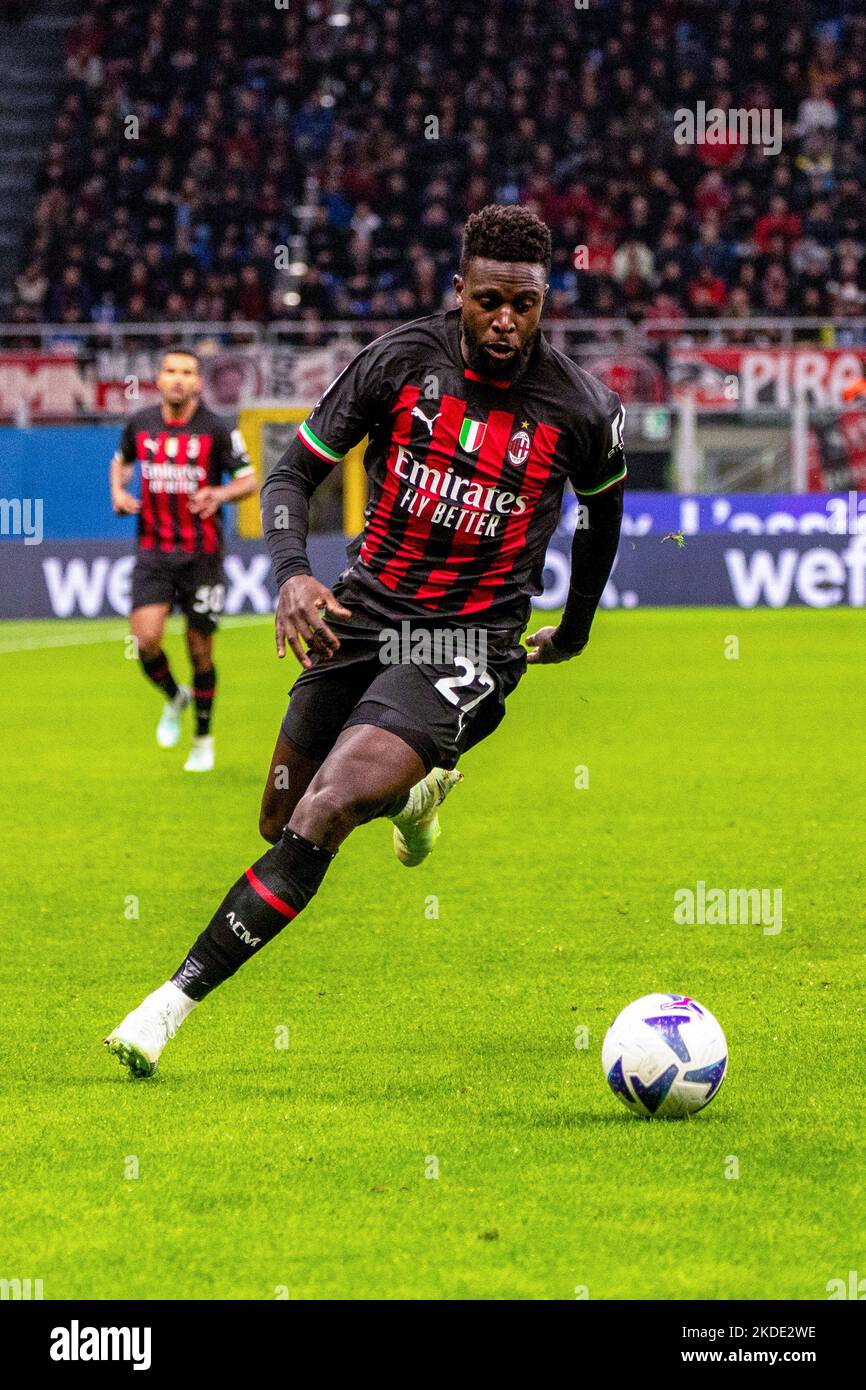 Divock Origi of AC Milan in action during the Serie A football match ...