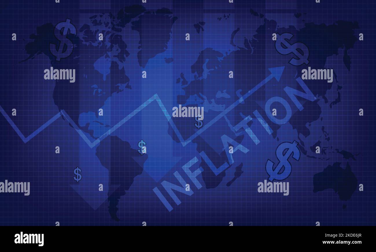 Inflation background worldwide due to pandemic. Graph showing increase ...