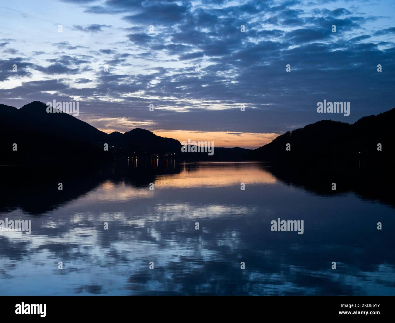 Evening atmosphere at Lake Fuschl, Fuschl am See, Salzkammergut, Upper ...