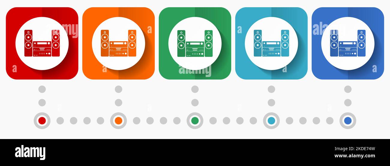 Music, stereo equipment vector icons, infographic template, set of flat ...