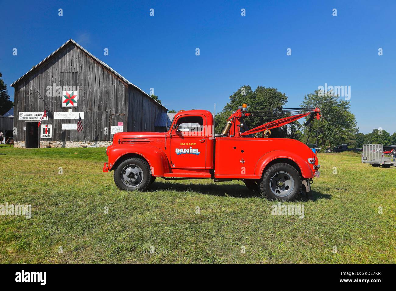 Vintage tow truck, farm event, Hinchinbrook, Province of Quebec, Canada ...