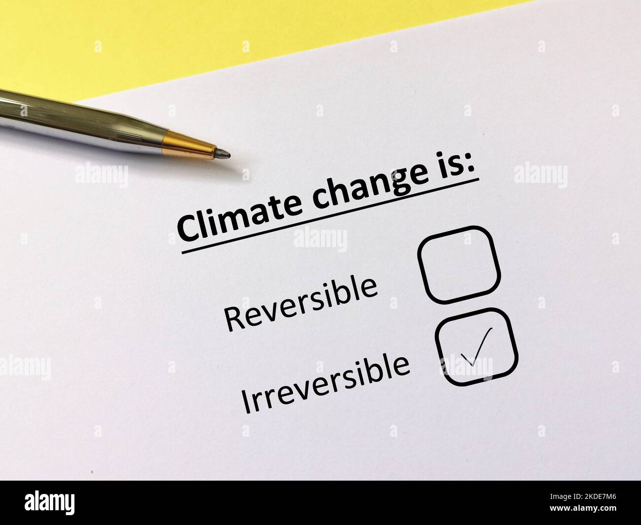 One person is answering question about climate change. He climate ...