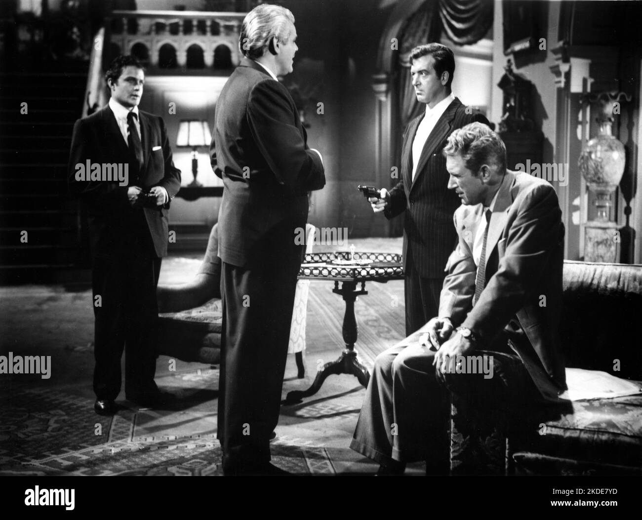 BUDDY BAER and JOHN PAYNE in SLIGHTLY SCARLET 1956 director ALLAN DWAN ...