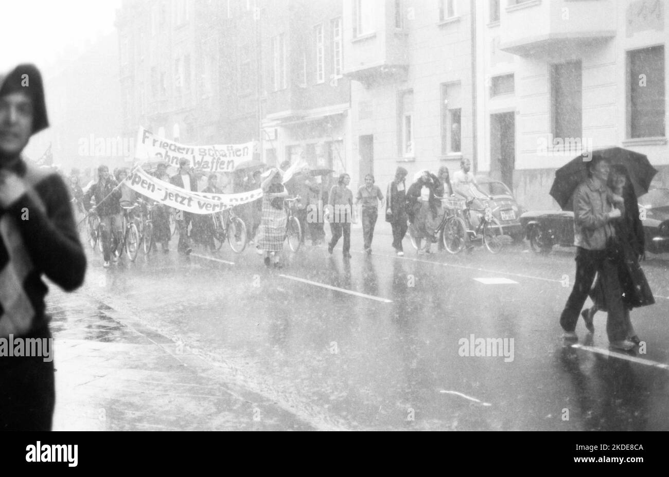 Demonstration in rain Black and White Stock Photos & Images - Alamy