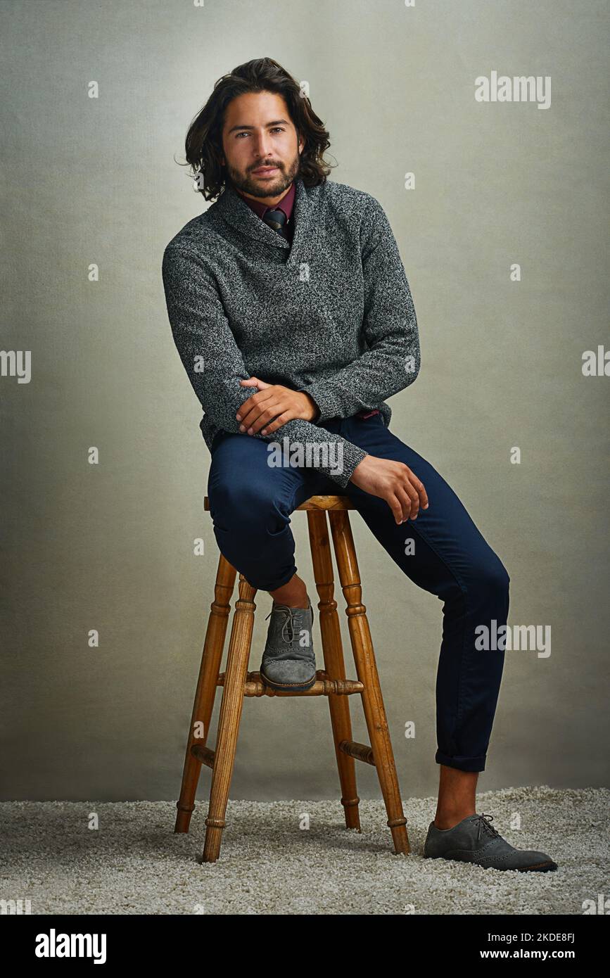 The eyes are the window to the soul. Portrait of a stylishly dressed ...