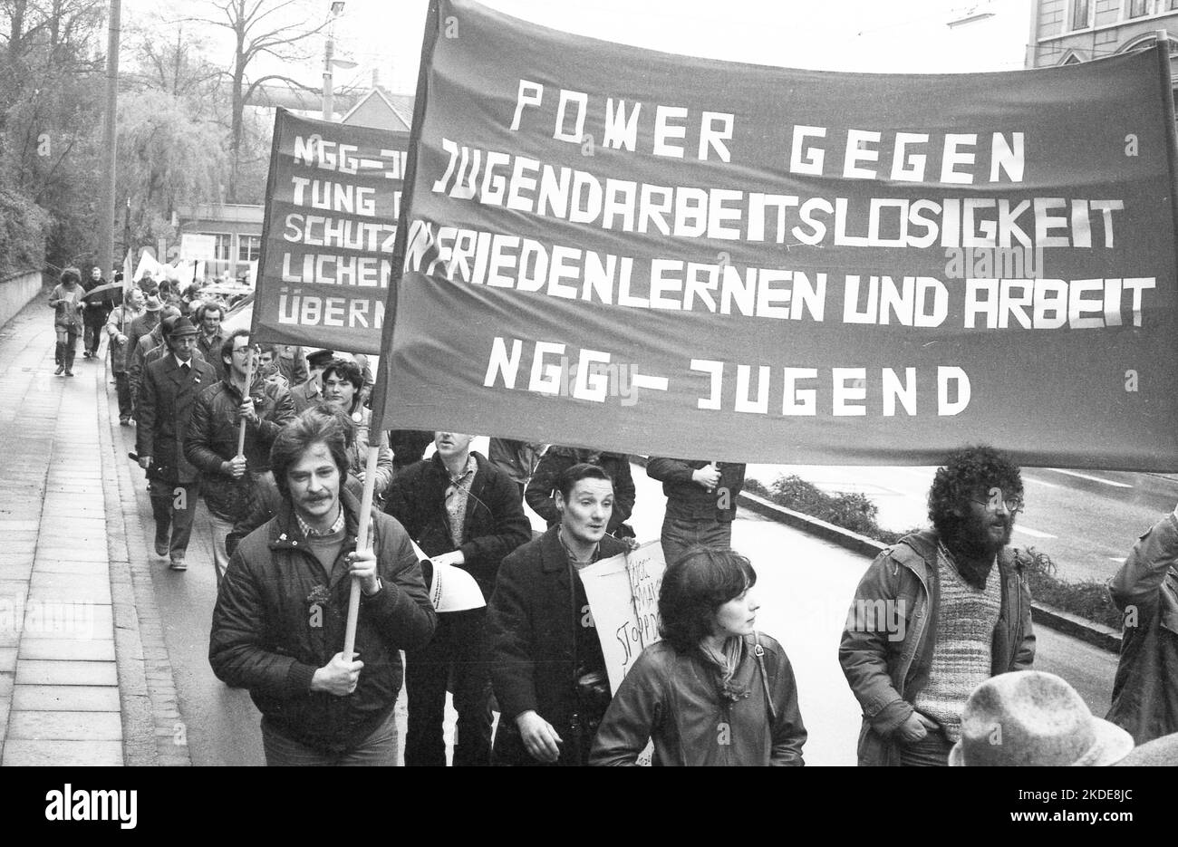 The traditional 1982 May Day procession of the trade unions, Germany ...