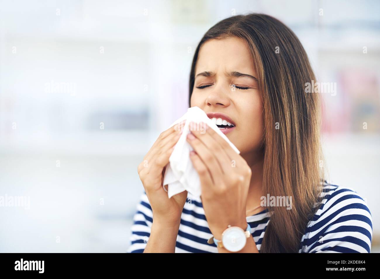 Woman sneeze home hi-res stock photography and images - Alamy