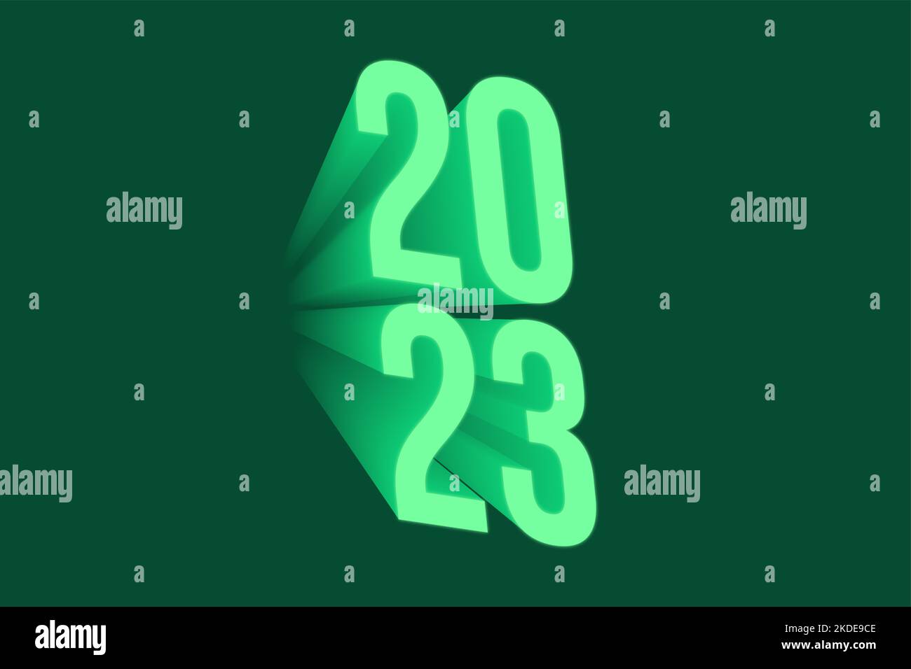 2023 3D Celebration Design with YellowNeon Green Color Text on Dark ...