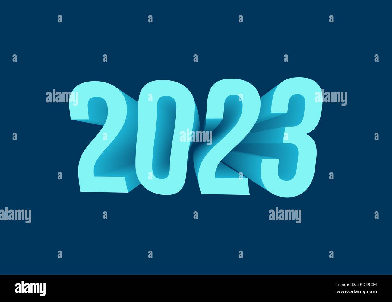 2023 3D Celebration Design with Blue Color Text on Dark Blue Background ...