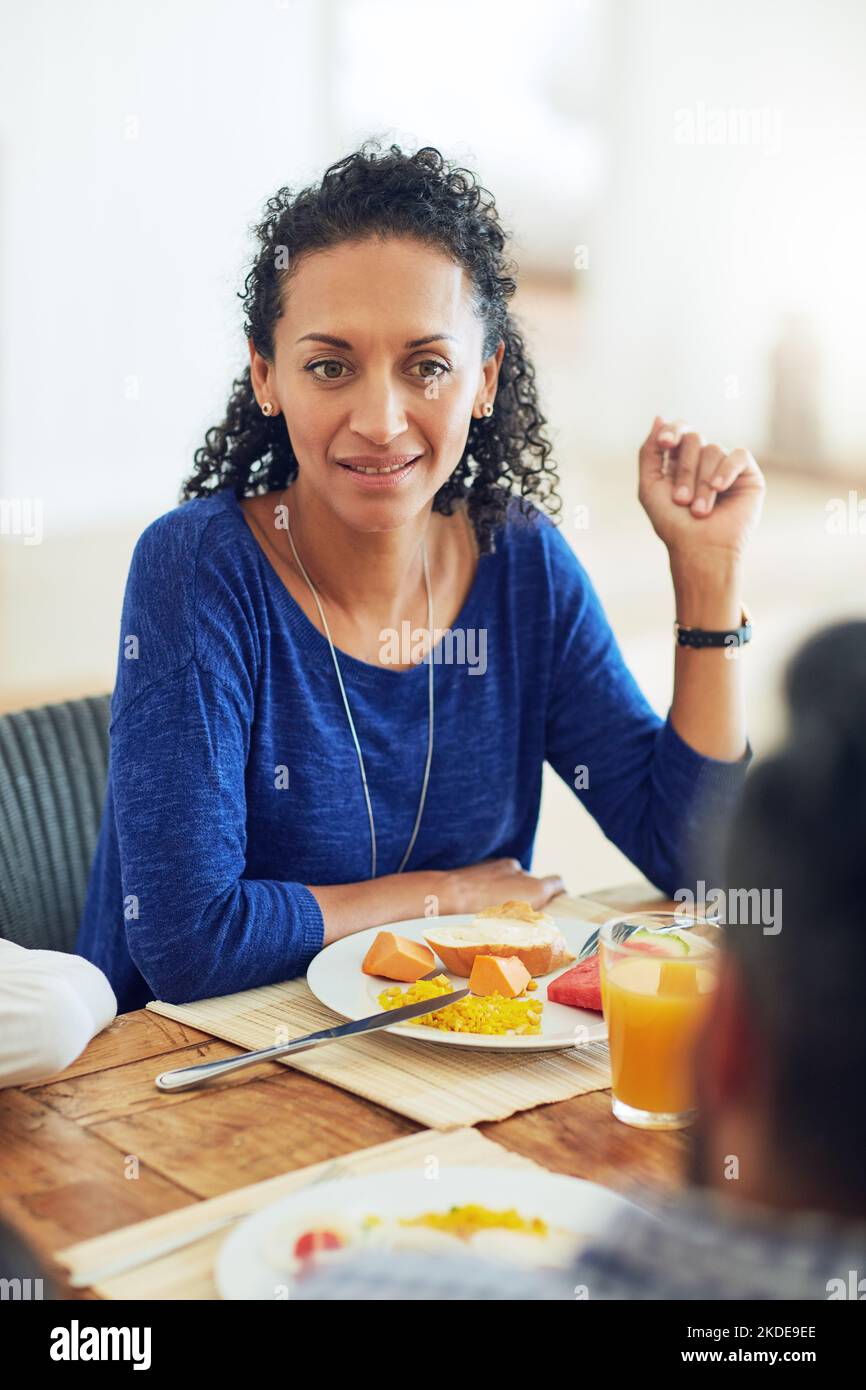 They have their best conversations at the table. a happy family ...