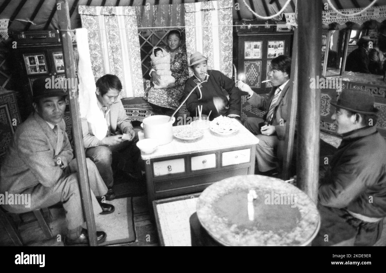 Faces of Mongolia under communist rule 1982 shows this photo.nomads in ...