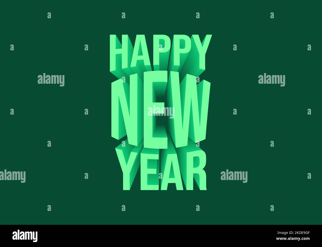 Happy New Year 3D Design with Neon Green Color Text on Dark Background ...