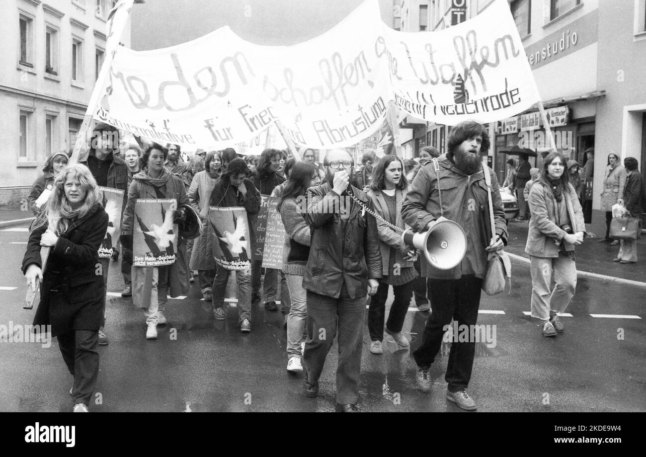 The peace movement demonstrates in 1982 against the Nato double ...