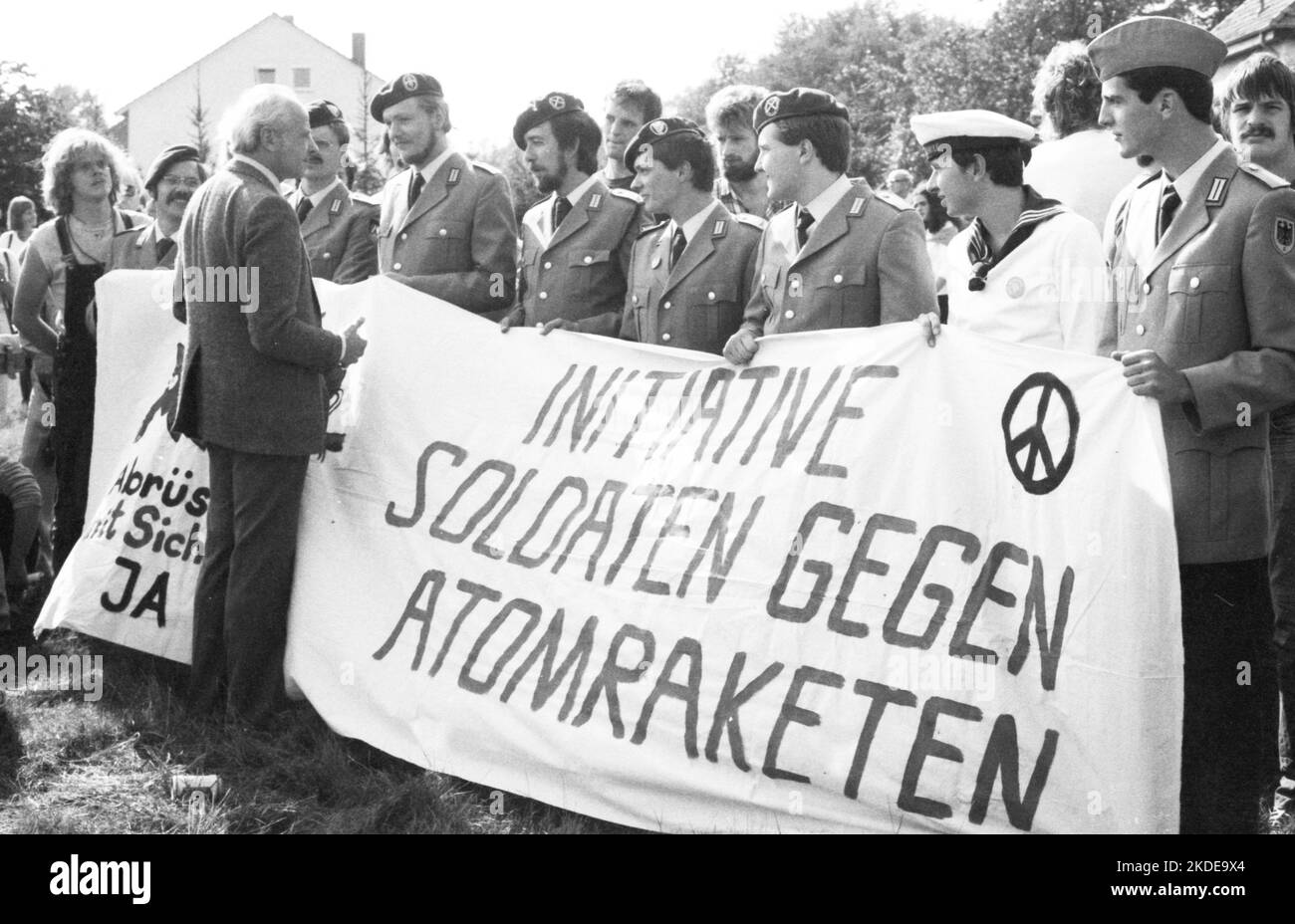 On Anti-War Day 1982, participants in the Flowers for Stukenbrock rally ...
