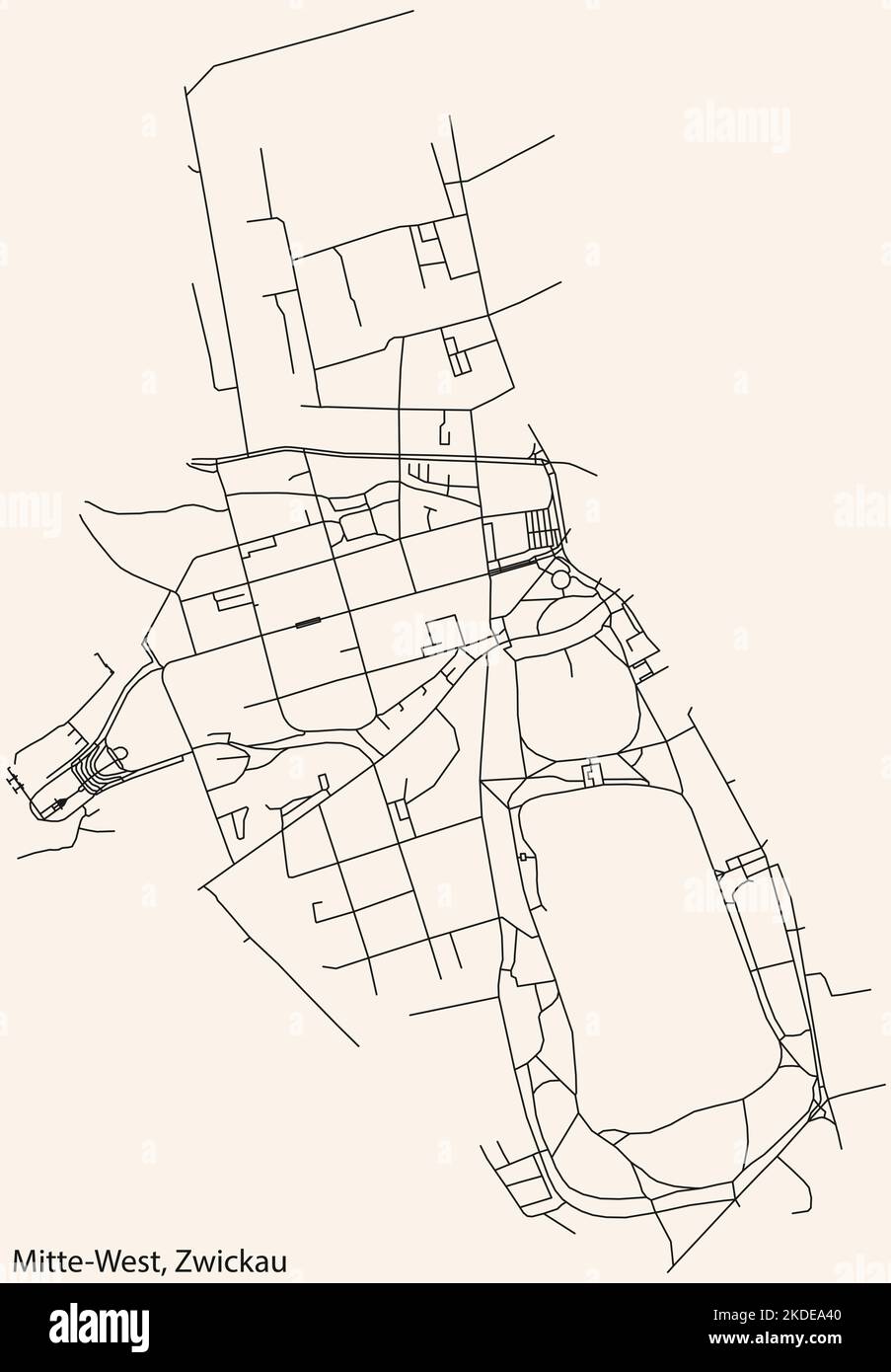 Street roads map of the MITTE-WEST DISTRICT, ZWICKAU Stock Vector Image ...
