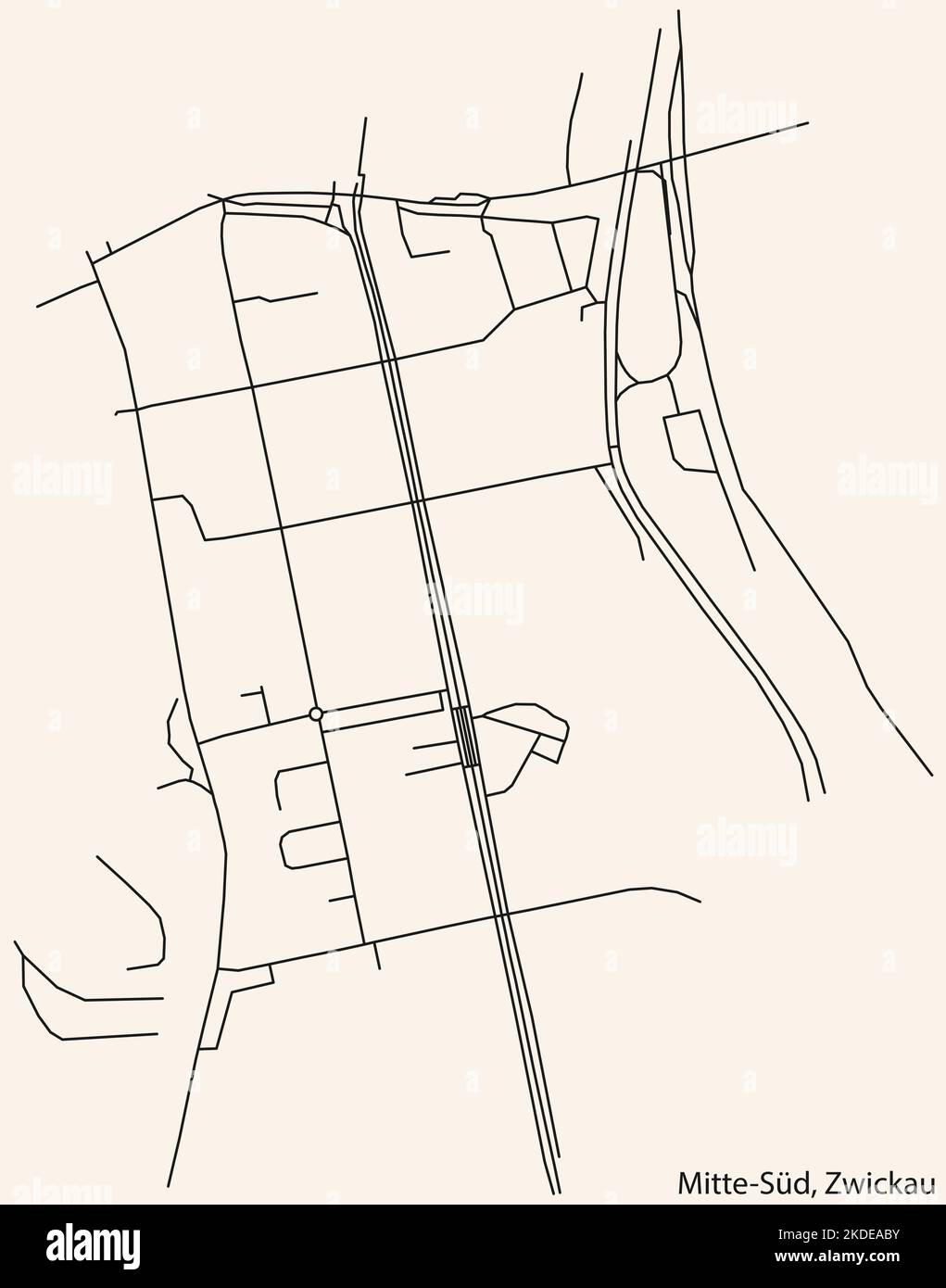 Street roads map of the MITTE-SÜD DISTRICT, ZWICKAU Stock Vector Image ...