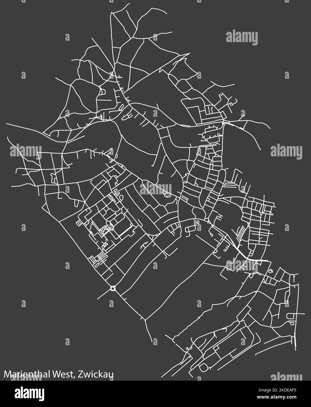 Street roads map of the MARIENTHAL WEST DISTRICT, ZWICKAU Stock Vector ...
