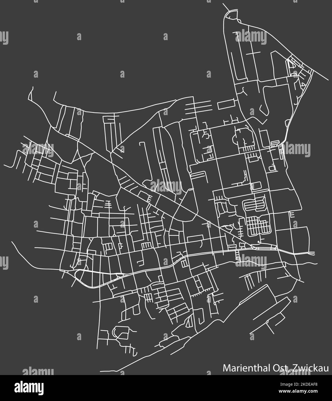 Street roads map of the MARIENTHAL OST DISTRICT, ZWICKAU Stock Vector ...