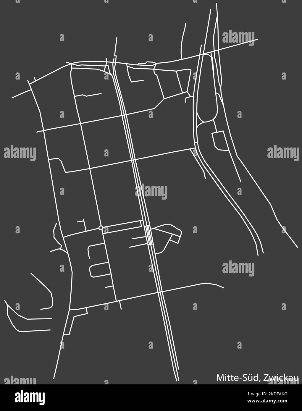 Street roads map of the MITTE-SÜD DISTRICT, ZWICKAU Stock Vector Image ...
